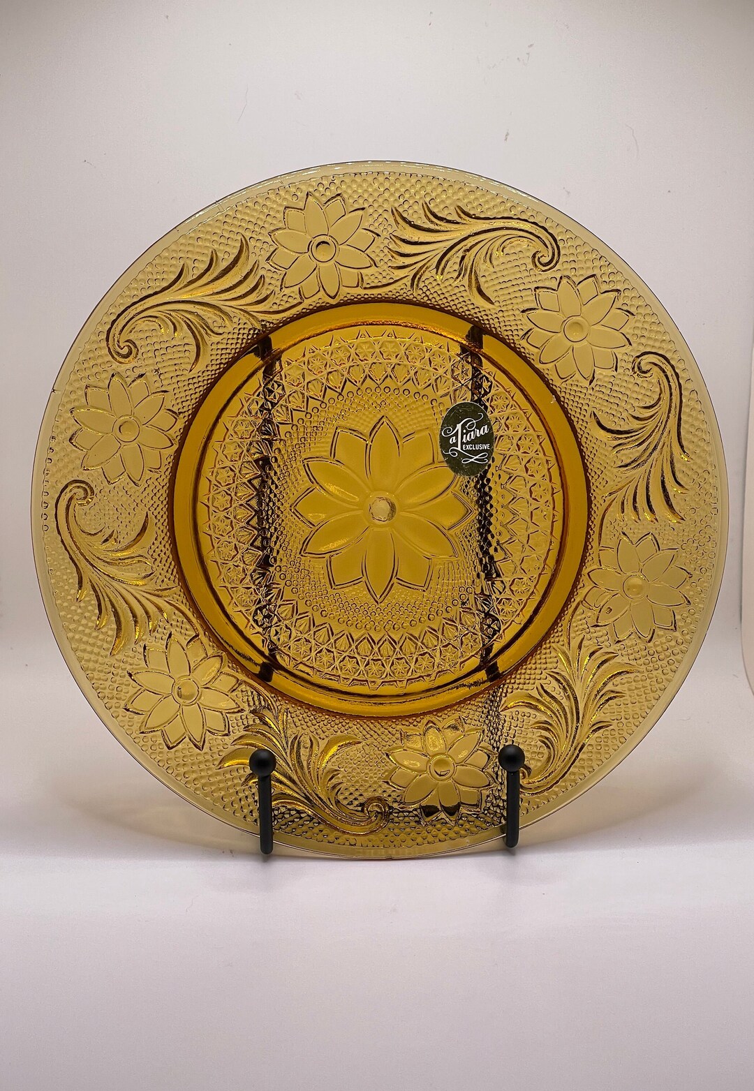 A Tiara Exclusive Amber Glass Plate - Etsy