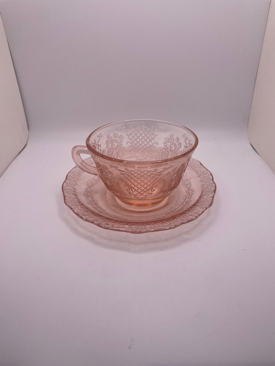 1930s Federal Glass Co. Pink Depression Glass Normandie Pattern Teacup ...