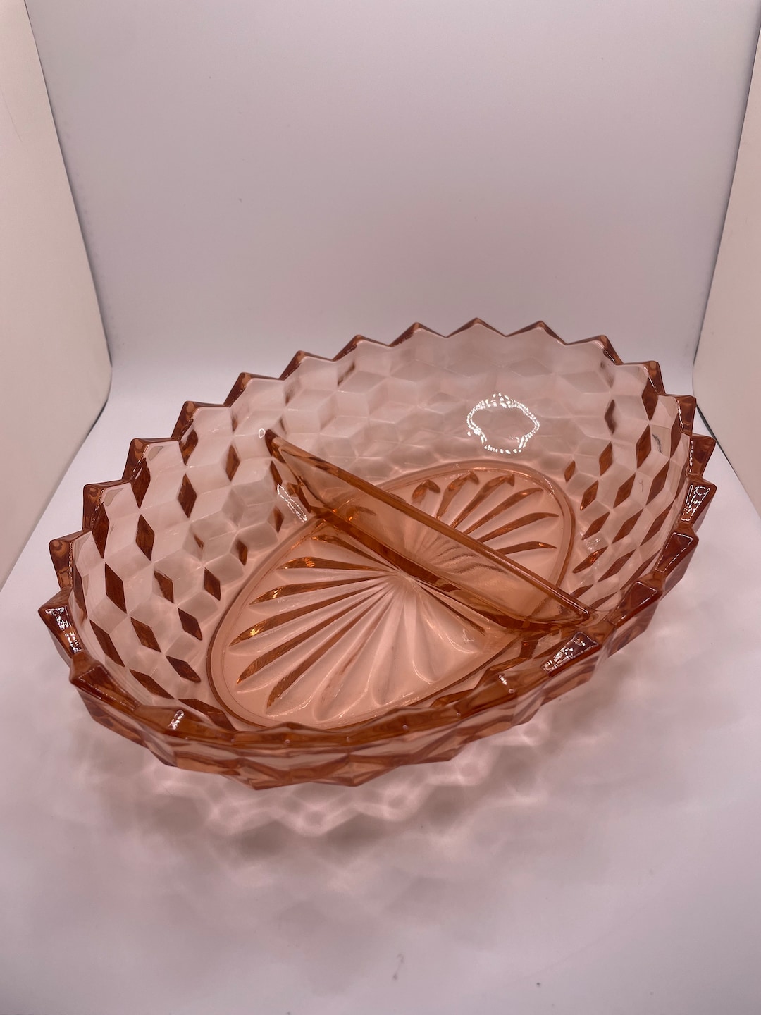 1930s Fostoria American Pink Depression Glass Divided Condiment Oval ...