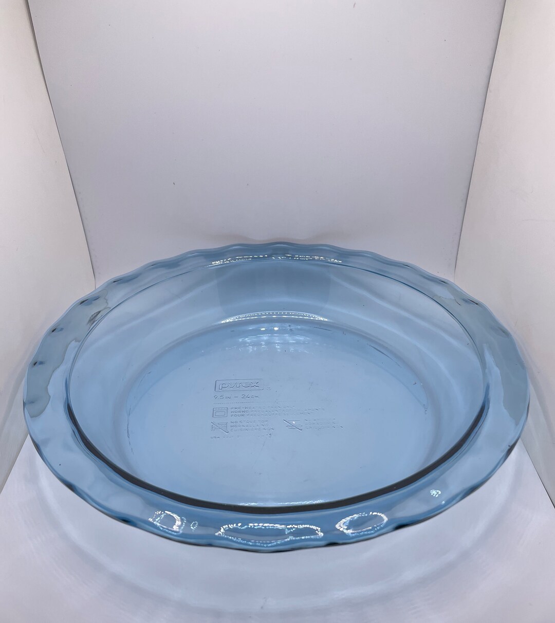 1980s Pyrex 9.5 Blue Glass Fluted Deep Pie Plate - Etsy