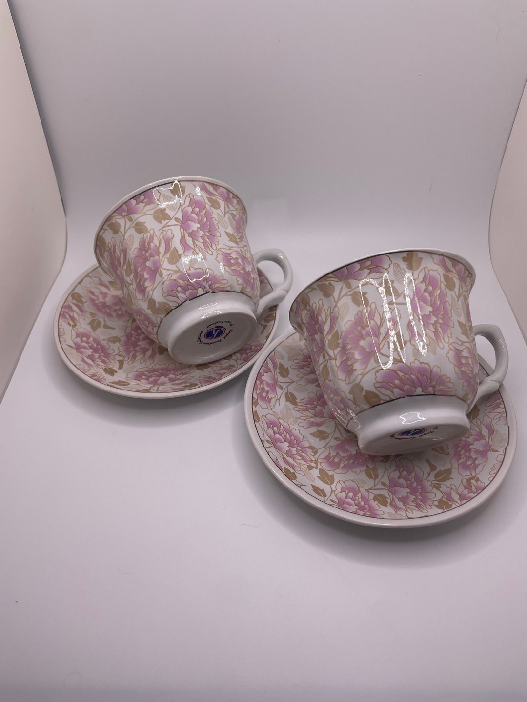 Set of 2 Royal Porcelain Collection Peony Teacups & Dishes - Etsy