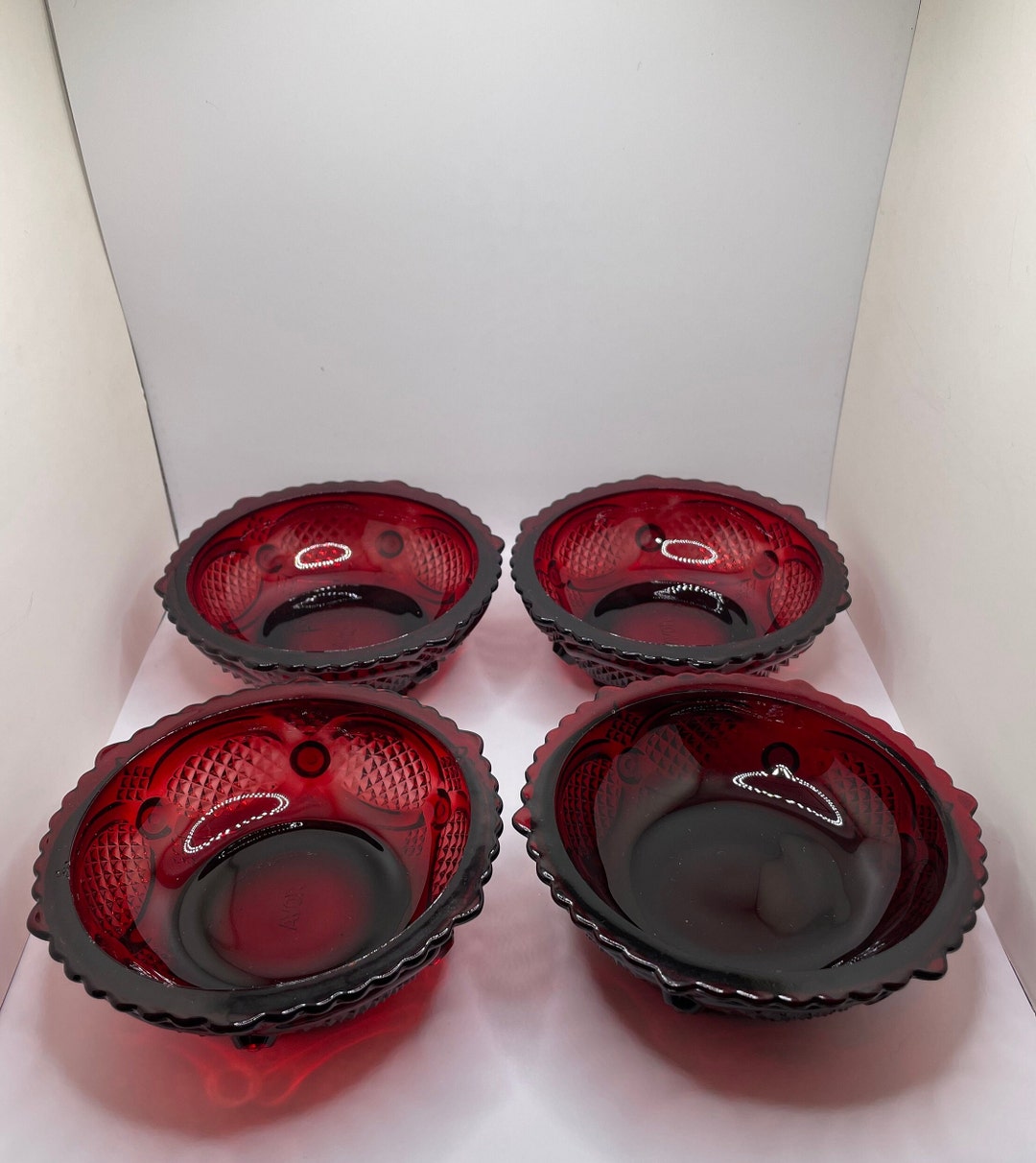Vintage Avon Ruby Red Glass Bowls (set of 4) - Etsy