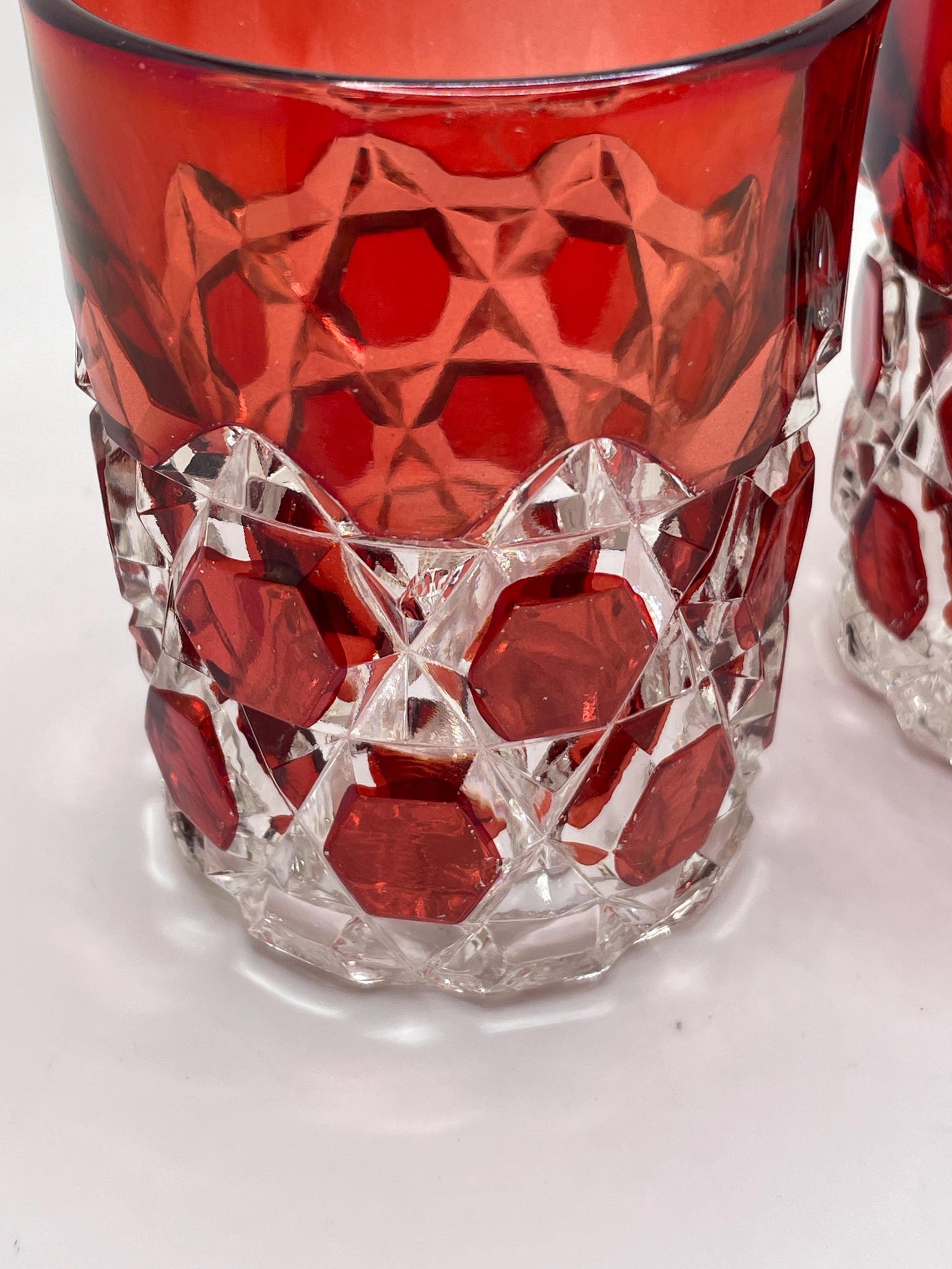 1920's US Glass Co. Red Block Flat Tumbler Set of 2 - Etsy