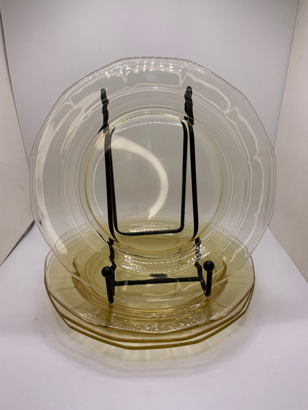 1930s Depression Glass Fostoria 7" Fairfax Topaz Salad Plates (set of 4 ...