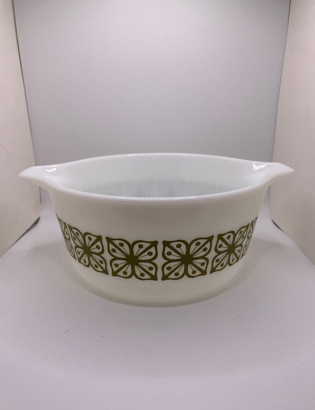 1960's Vintage Pyrex Verde Square Floral Flowers 1.5qt Casserole Dish ...