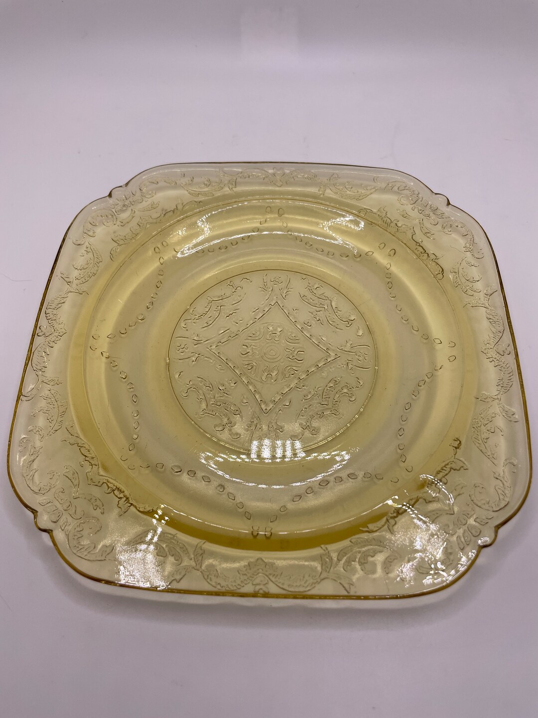 Federal Glass Co. Yellow Depression Glass Bread Plate Madrid Pattern - Etsy