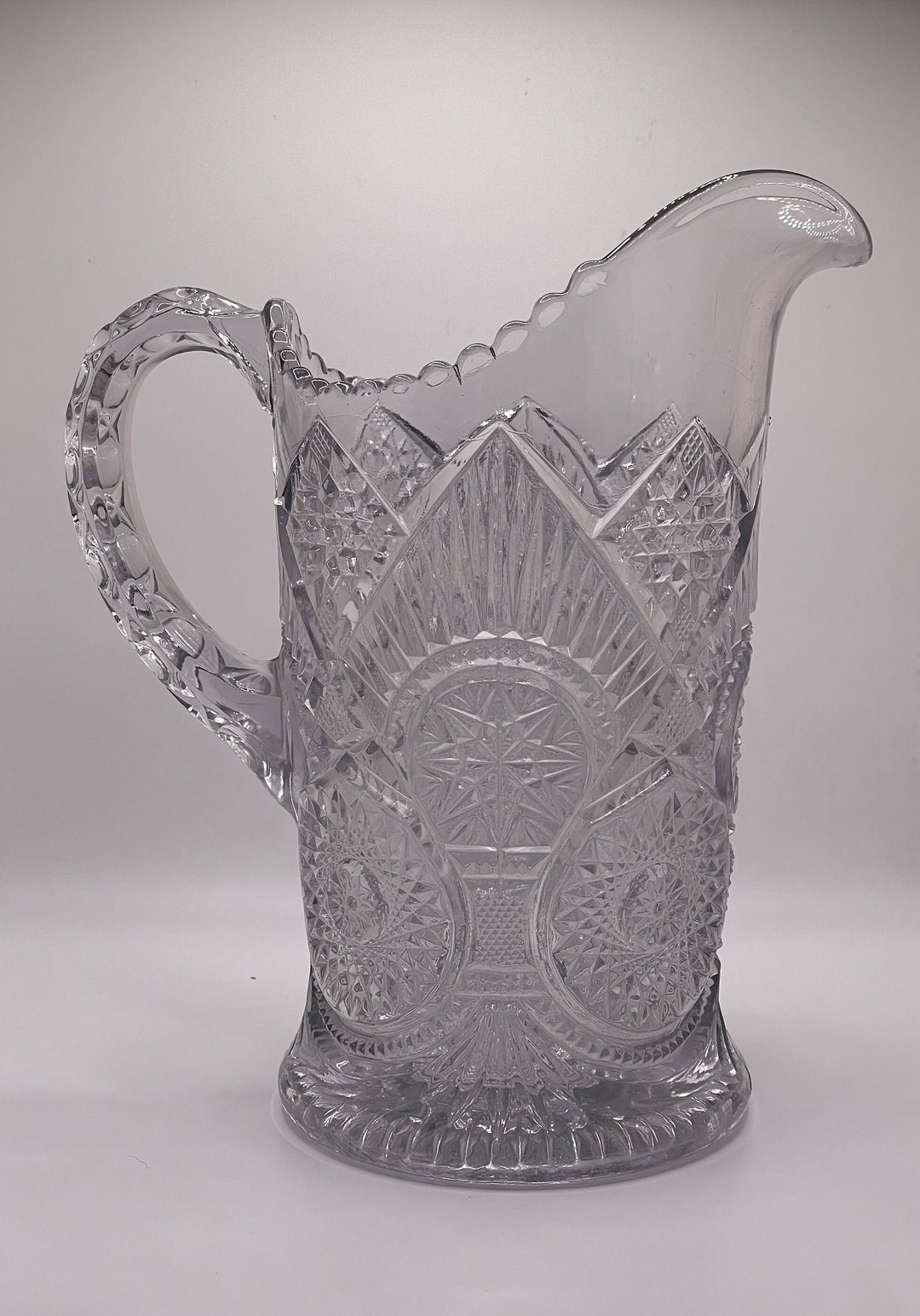 Vintage Purple/gray Cut Glass Drinking Pitcher - Etsy