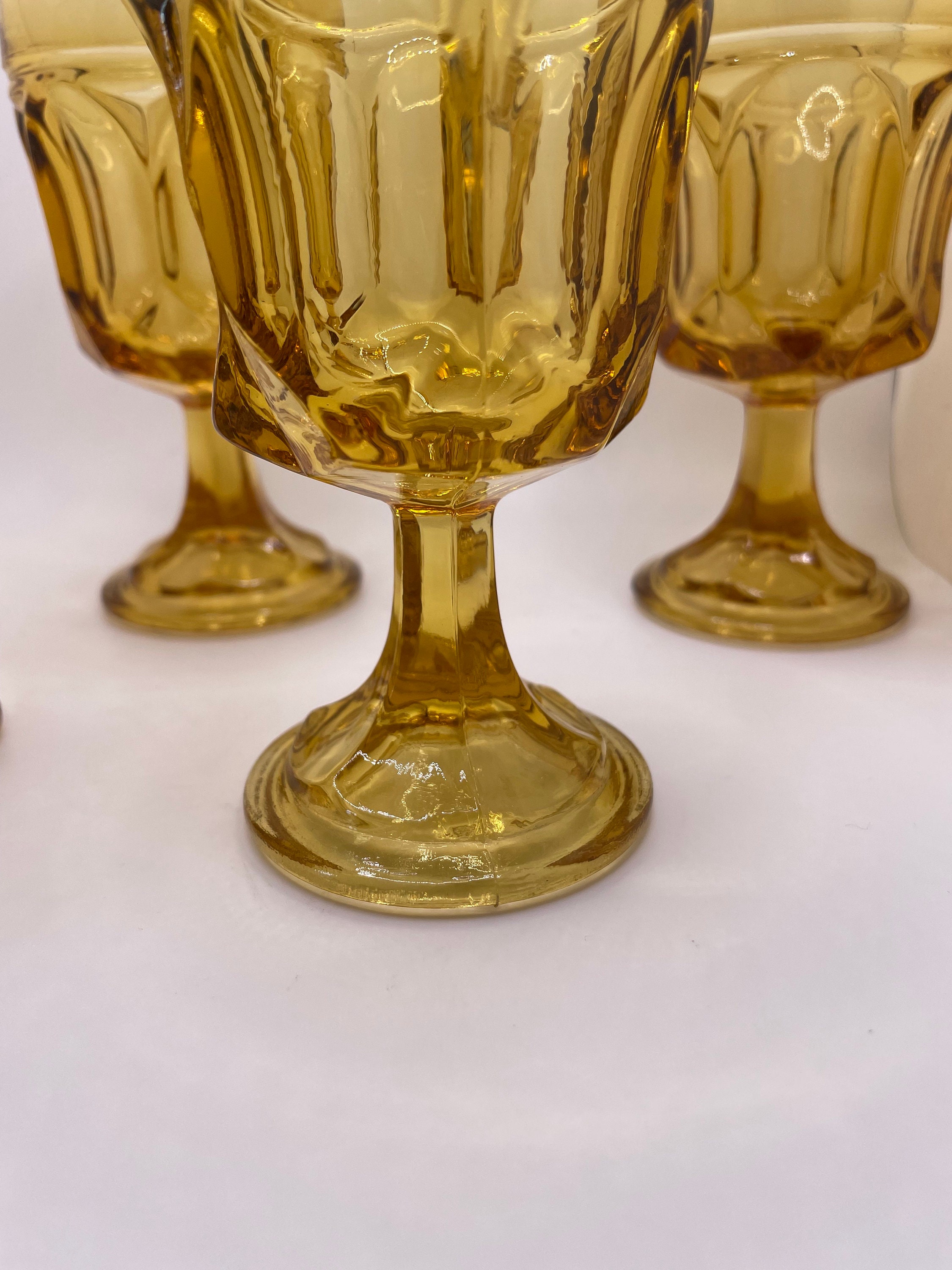 Set of 4 Amber Wine Glasses - Etsy