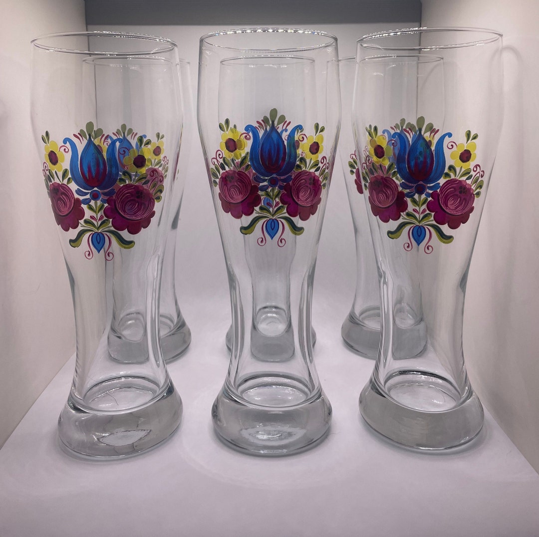 Set of 6 Hand-painted Weizen Glasses - Etsy
