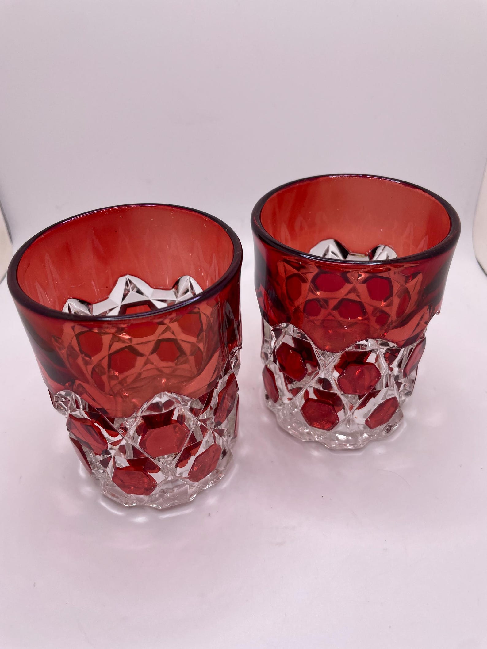 1920's US Glass Co. Red Block Flat Tumbler Set of 2 - Etsy
