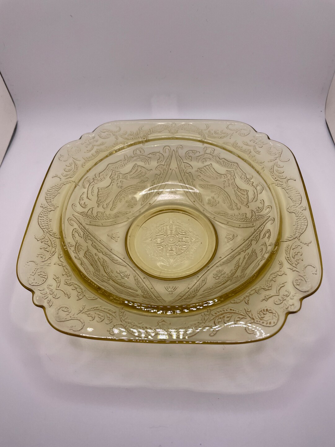Federal Glass Co. Yellow Depression Glass Soup/dessert Bowl Madrid ...