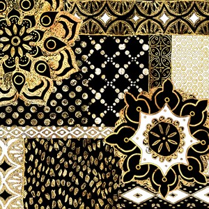 Giclée Print Gold Black Batik Design #6708 Textile Art/design Prints ...