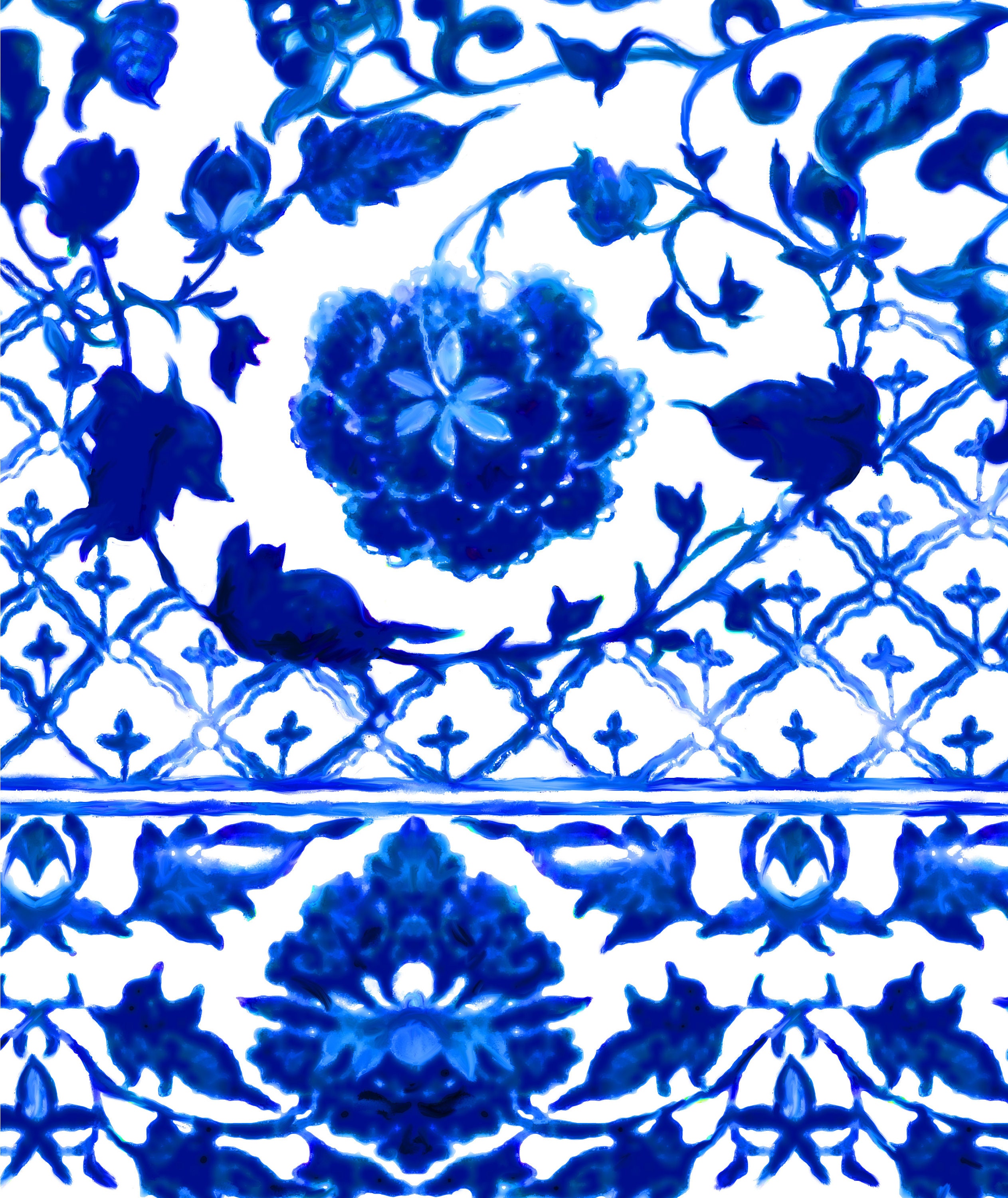 Giclée Print Asian Blue Designs #6550 Textile Art/design Prints ...