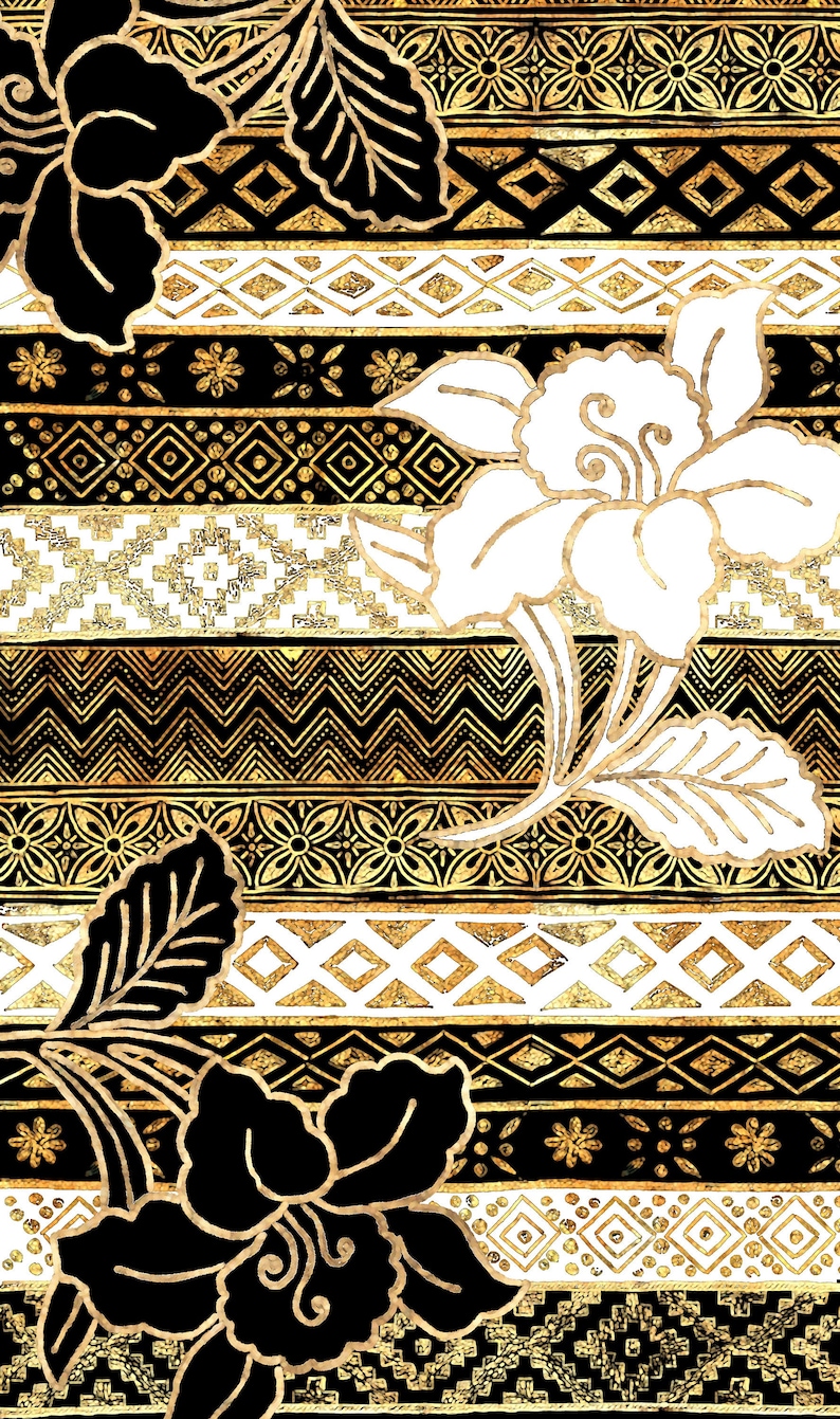 Giclée Print Gold Black Batik Design #6709 Textile Art/design Prints ...