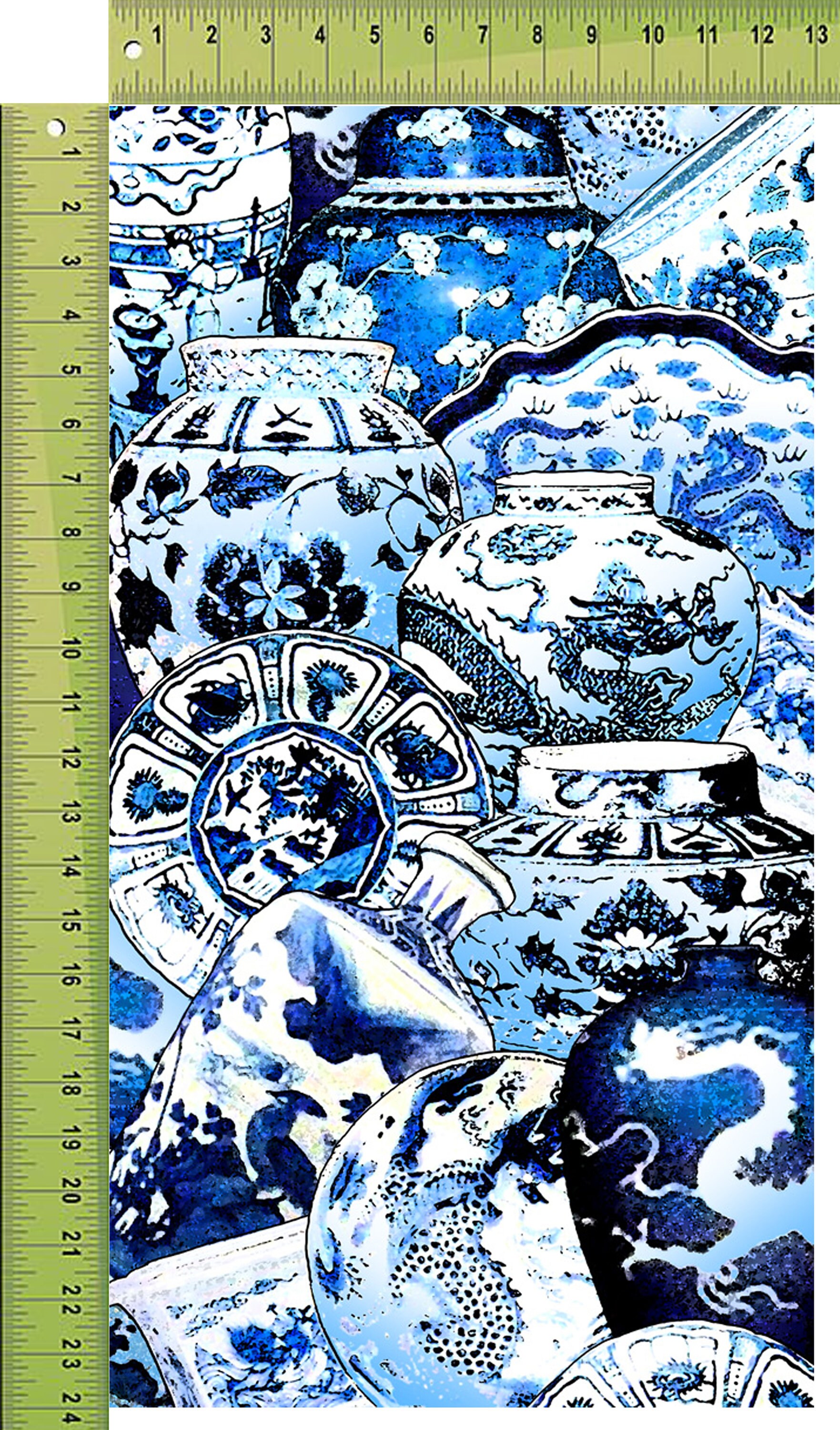 Giclée Print Asian Blue Dragon Design #6556 Textile Art/design Prints ...