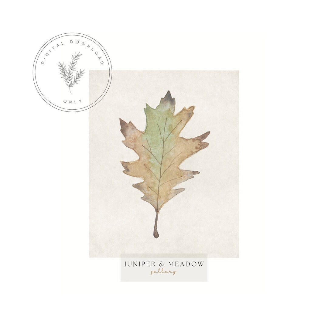 Oak Leaf Print | Printable Art | Wall Art | Art Print - Etsy