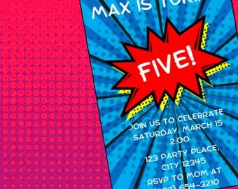 Comic Book Themed Birthday Invitation - Etsy