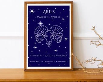 Aries Zodiac Astrology Poster - Etsy