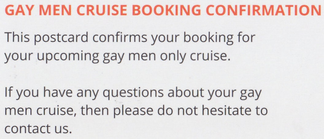 Prank Postcard Gay Men Cruise Booking Confirmation Pranks - Etsy UK