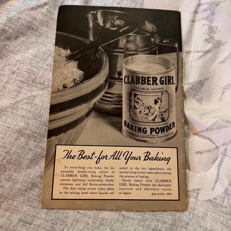 Vintage 1934 Clabber Girl Baking Book Vintage Baking Powder Recipe Cookbook Booklet Etsy 