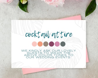 Wedding Attire Card Template, Neutral Wedding Color Palette Insert ...