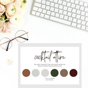 Wedding Attire Card Template Neutral Wedding Color Palette Insert Guest ...