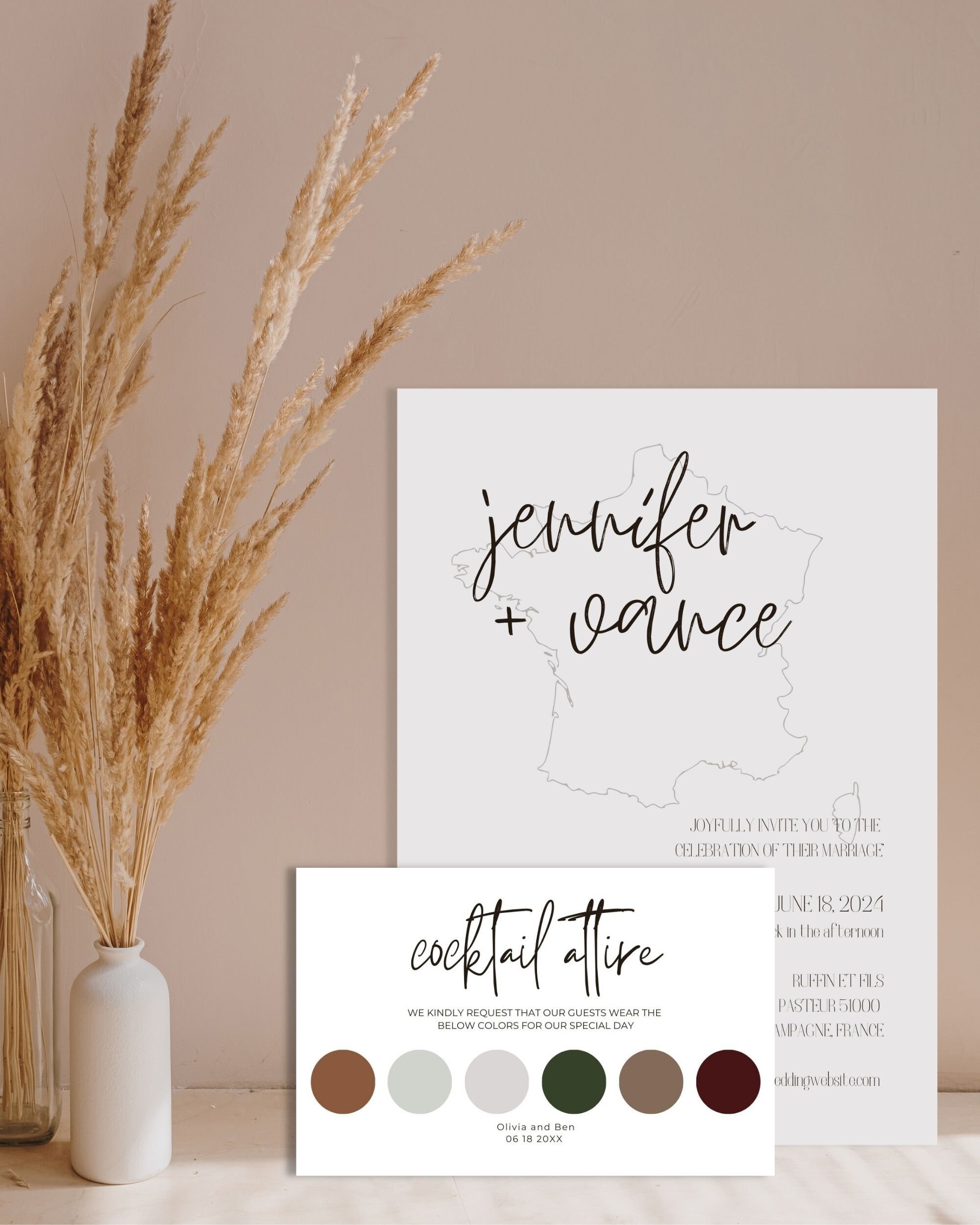 Wedding Attire Card Template Neutral Wedding Color Palette - Etsy