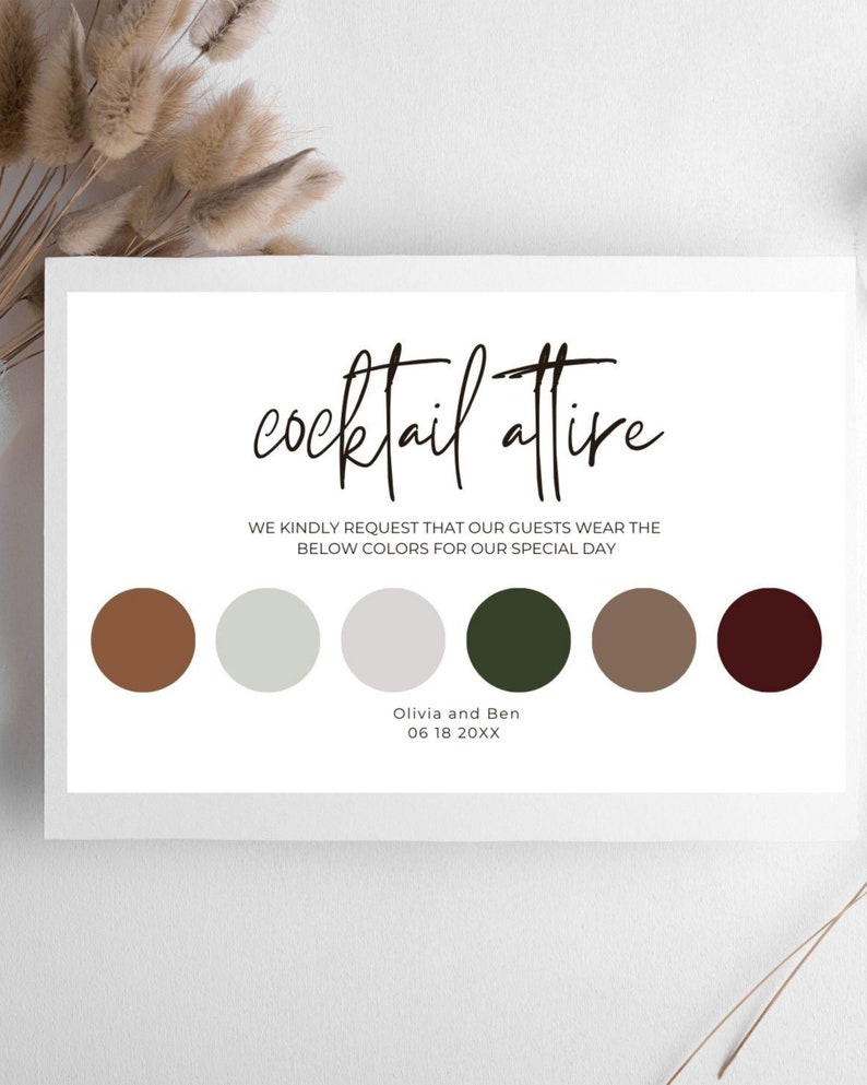 Wedding Attire Card Template Neutral Wedding Color Palette - Etsy