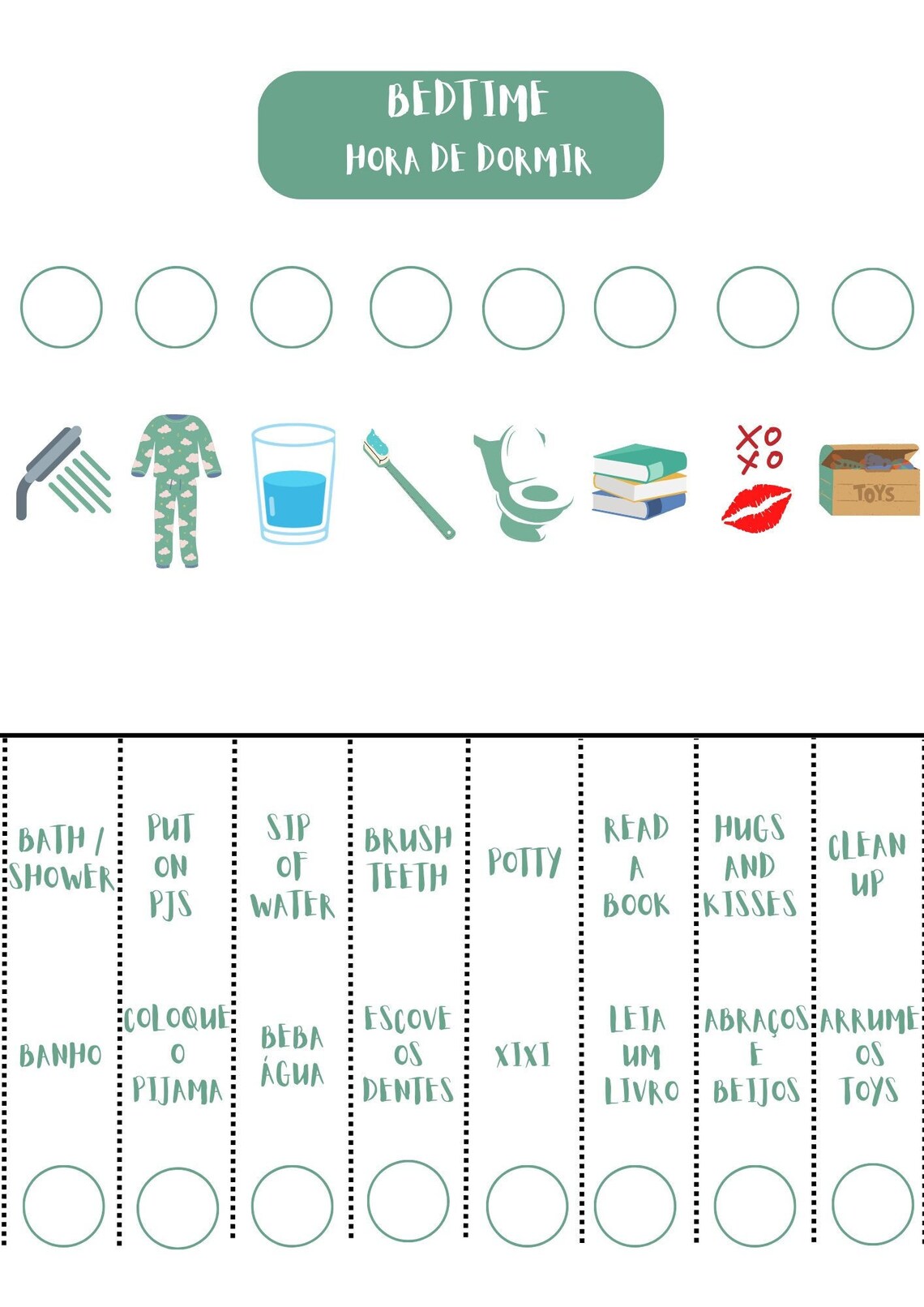 Bedtime Routine Chart - English and Portuguese - Etsy