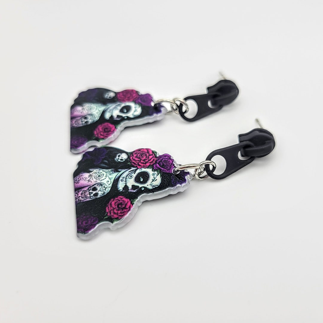 Spooky Halloween Floral Day of the Dead Stud Fashion Dangle Earring ...