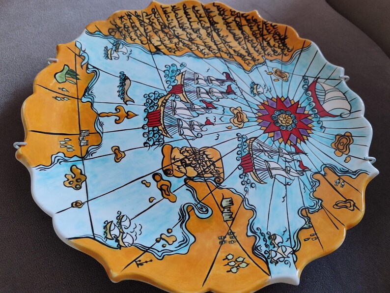 Handmade Piri Reis Map Tile Plate,art Decor - Etsy