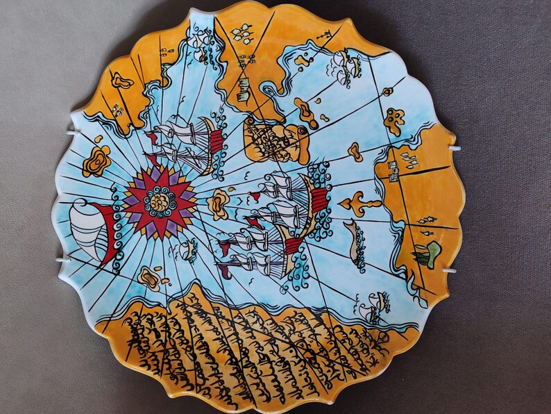 Handmade Piri Reis Map Tile Plate,art Decor - Etsy
