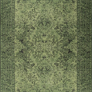Dark Green Traditional Pattern Cotton Woven Carpet, Side Stripe ...