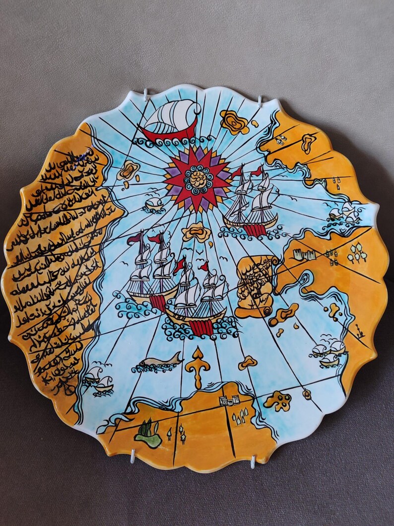 Handmade Piri Reis Map Tile Plate,art Decor - Etsy