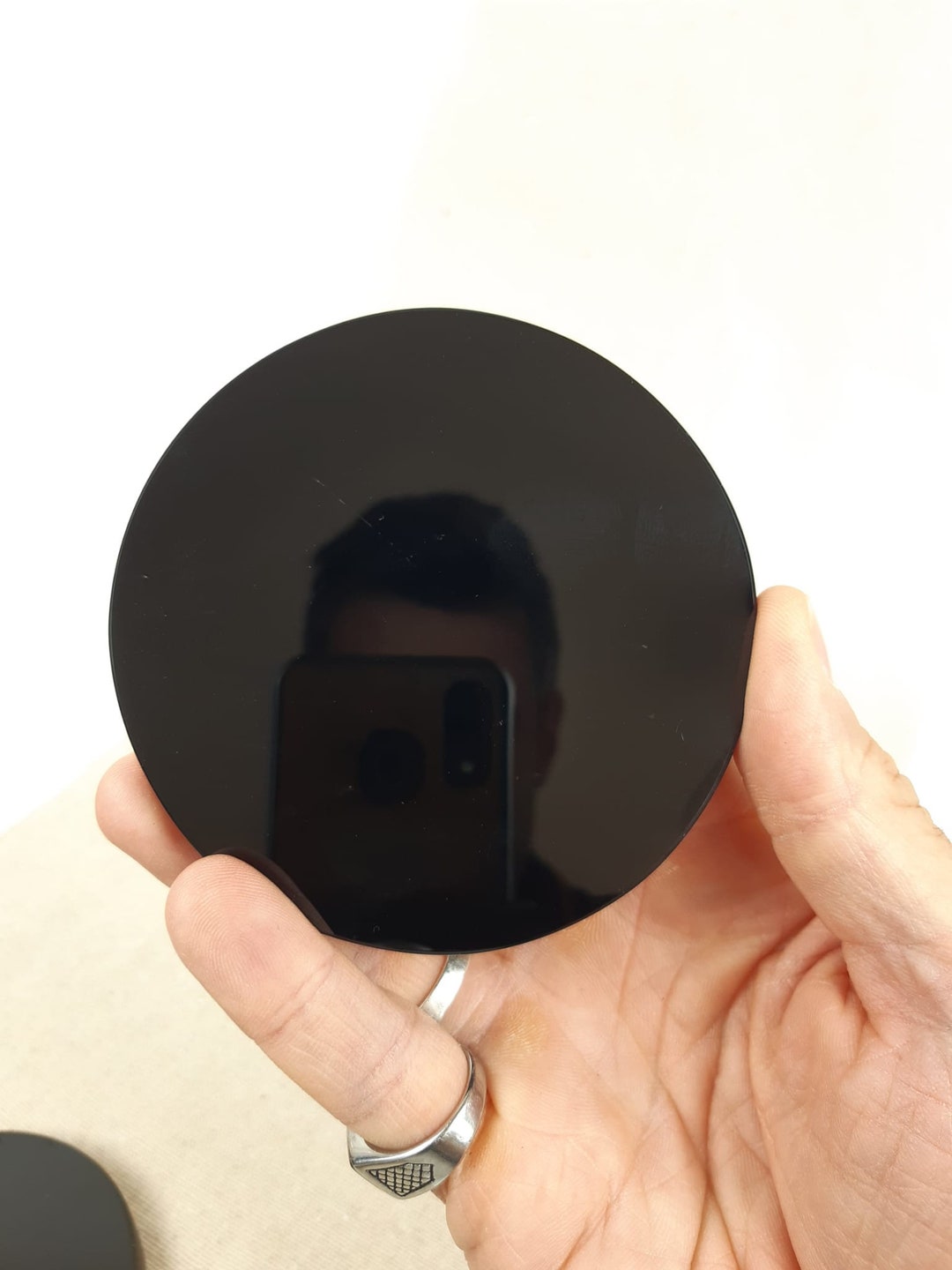 Black Obsidian Mirror Disc - Etsy