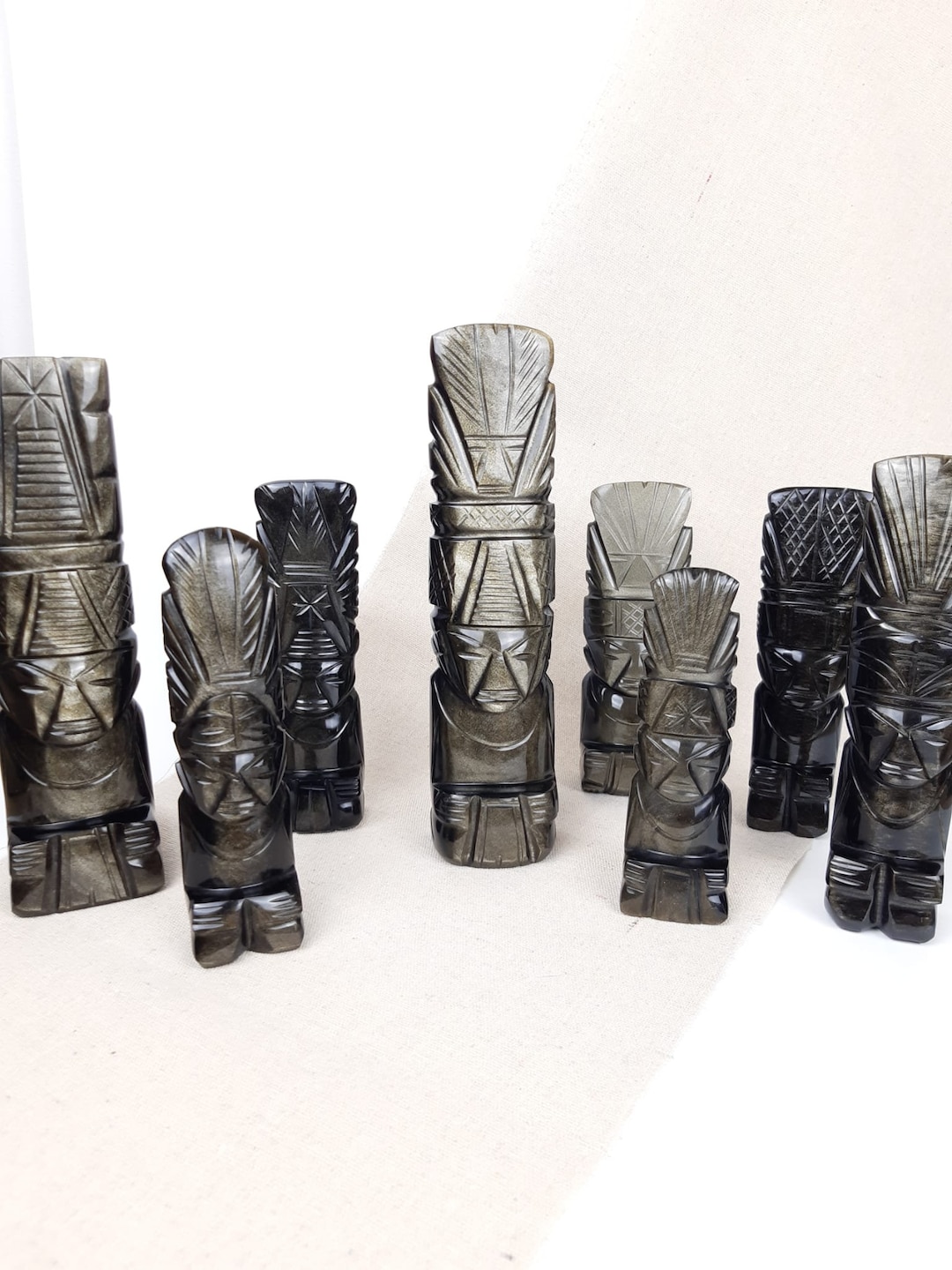 Aztec Totems in Golden Obsidian, Protection of the Family - Etsy