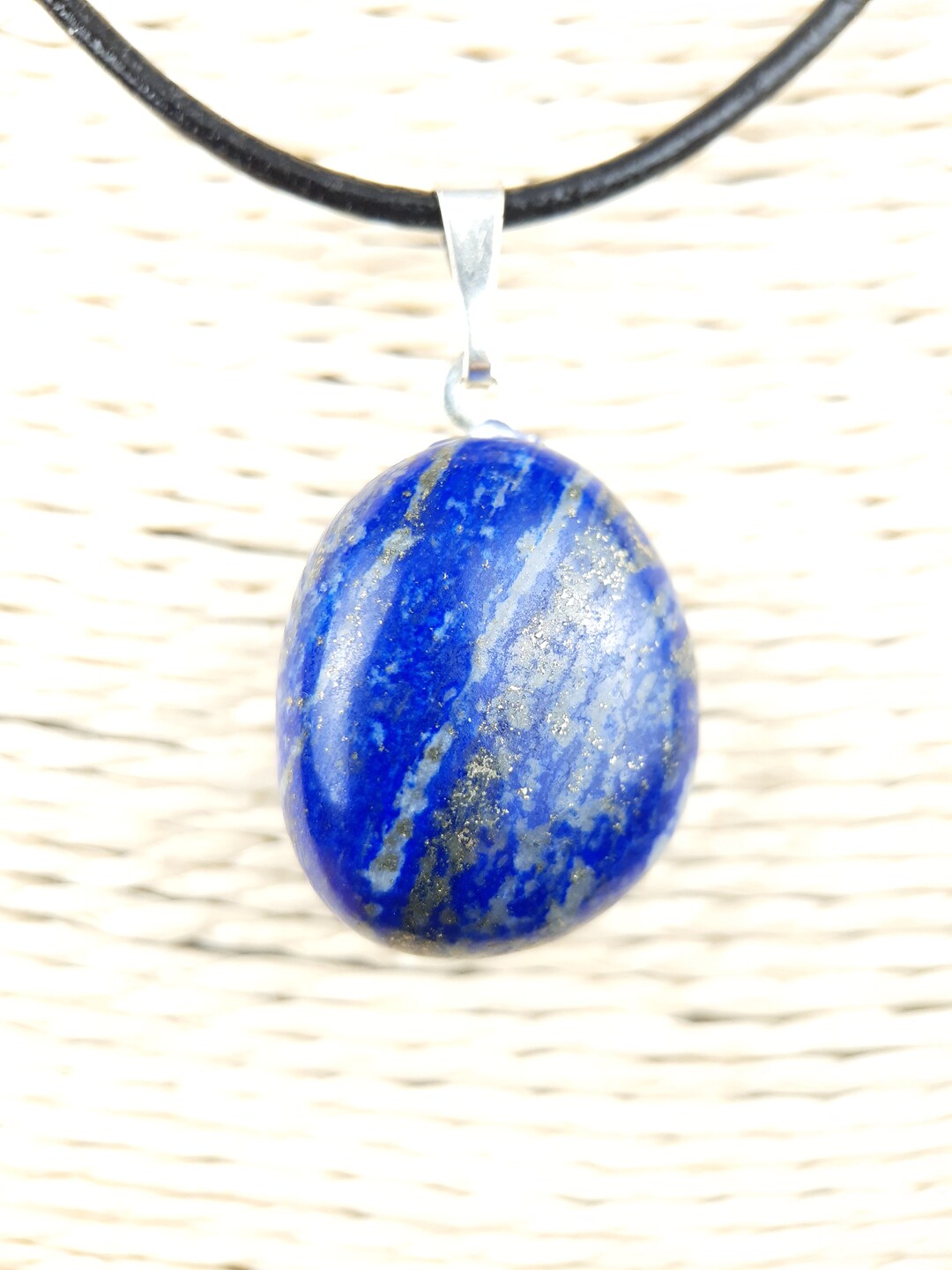 Lapis Lazuli Success Pendant, Adjustable Black Leather Cord - Etsy