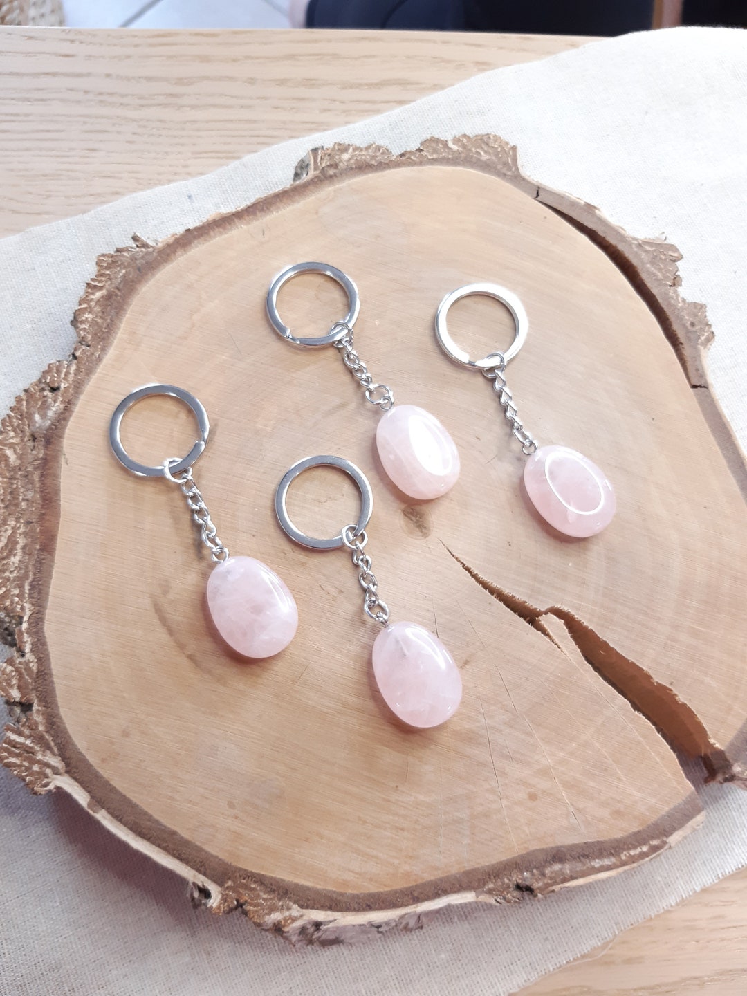 Rose Quartz Key Ring - Etsy