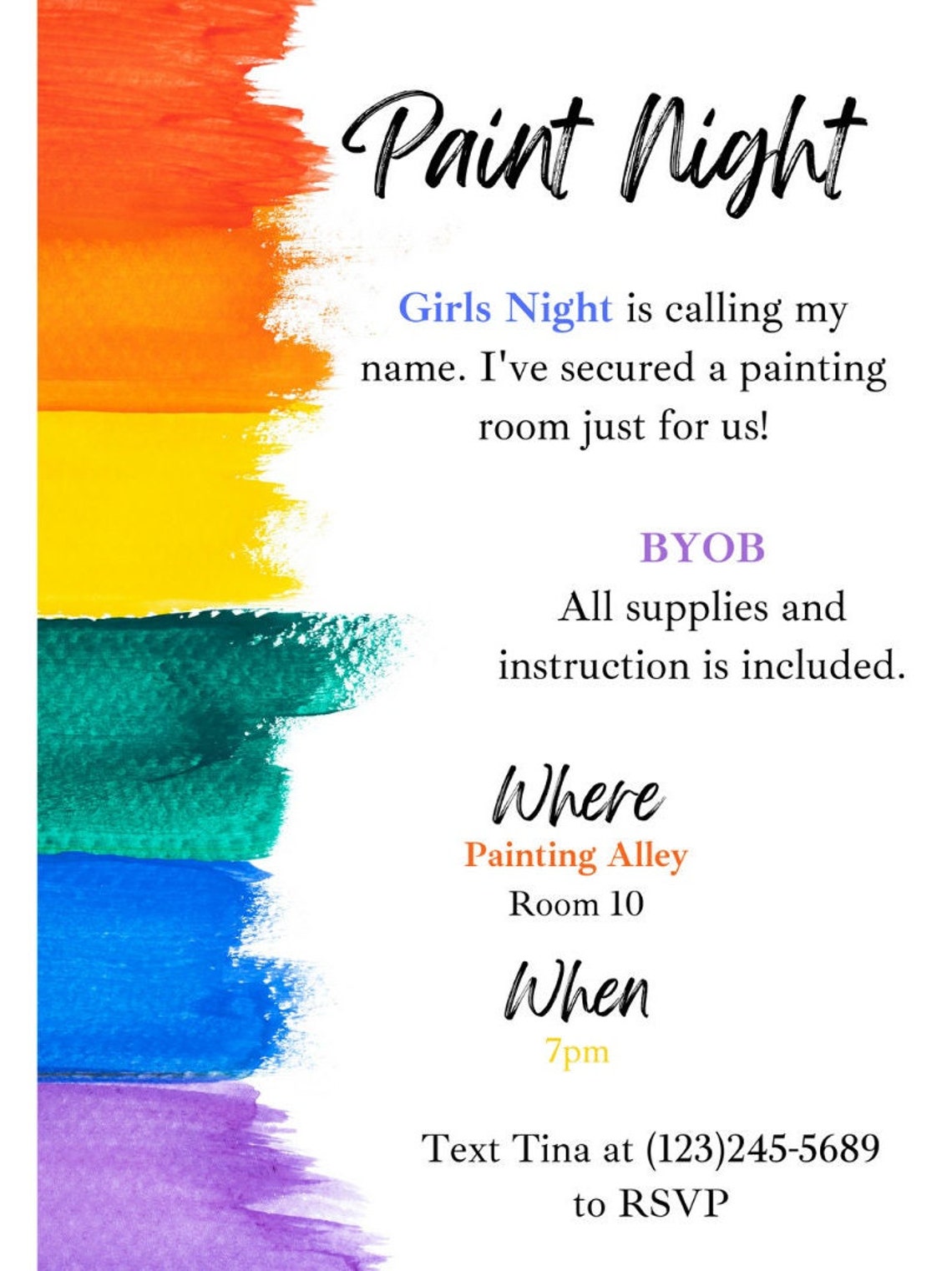 Girls Paint Night Invitation Template | Customizable, Printable ...