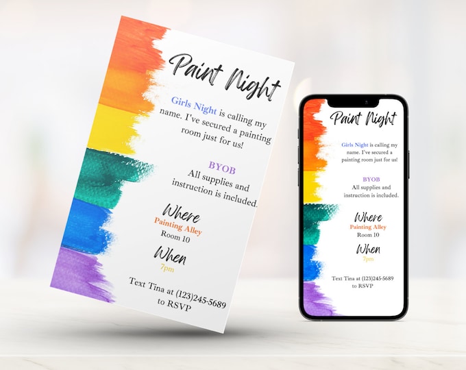 Paint Night Invitation Template Girls Paint Night - Etsy