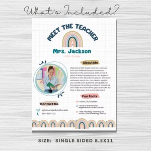 Back to School Letter, Meet the Teacher Editable Template, Boho Rainbow ...