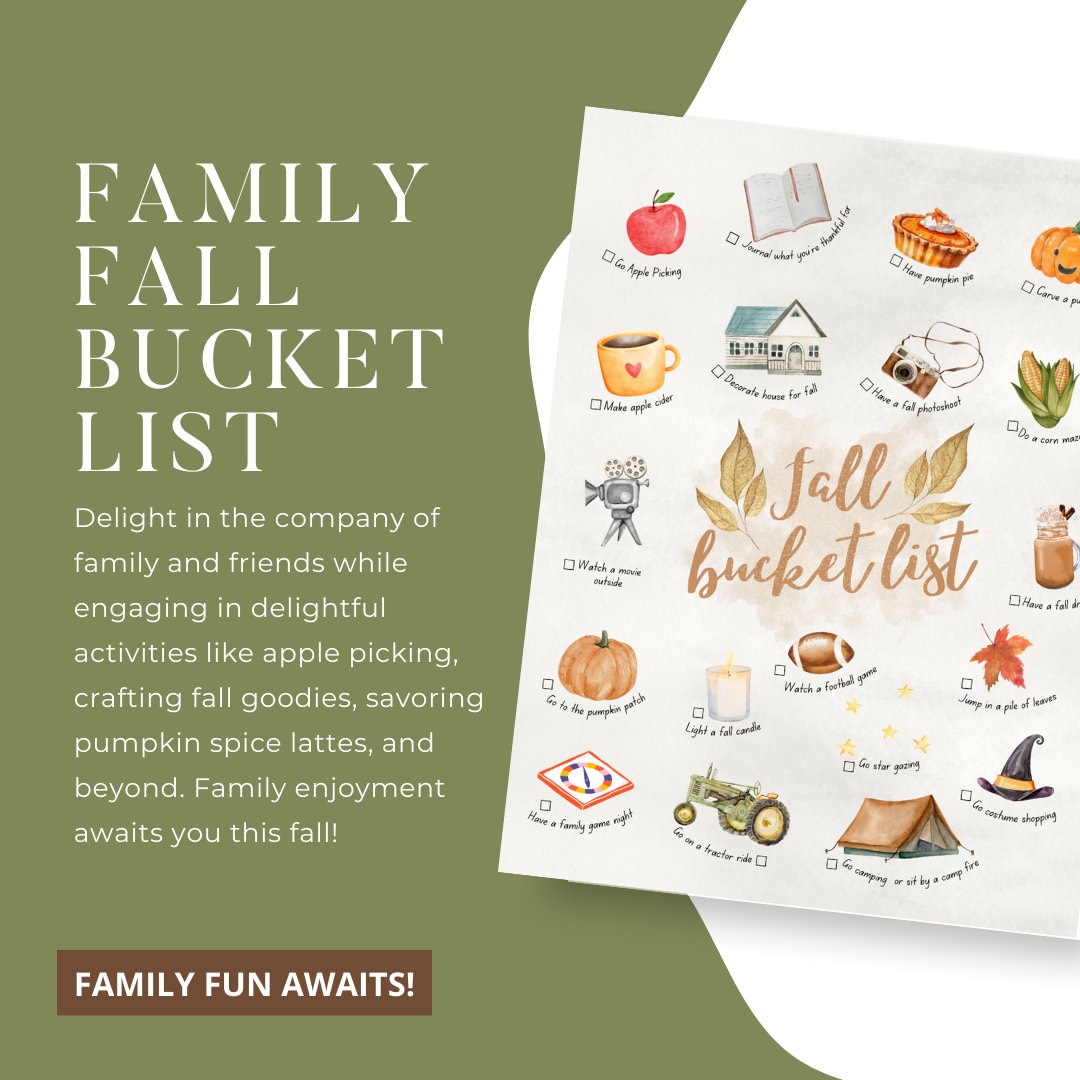 Fall Family Bucket List Printable Fall Checklist - Etsy