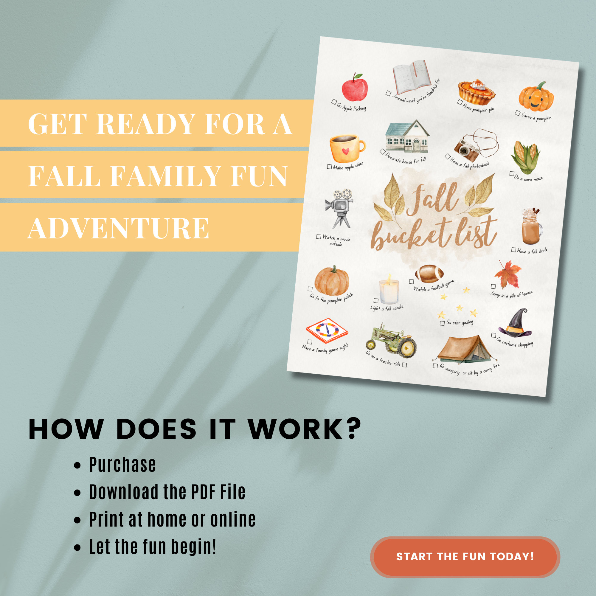 Fall Family Bucket List Printable Fall Checklist - Etsy