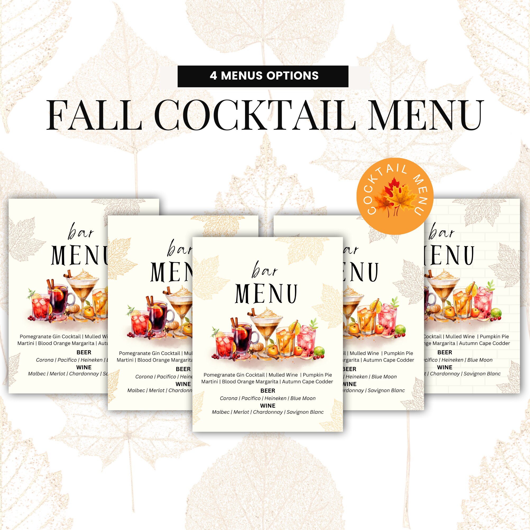 Editable Fall Signature Drinks Sign, Autumn Signature Cocktails ...