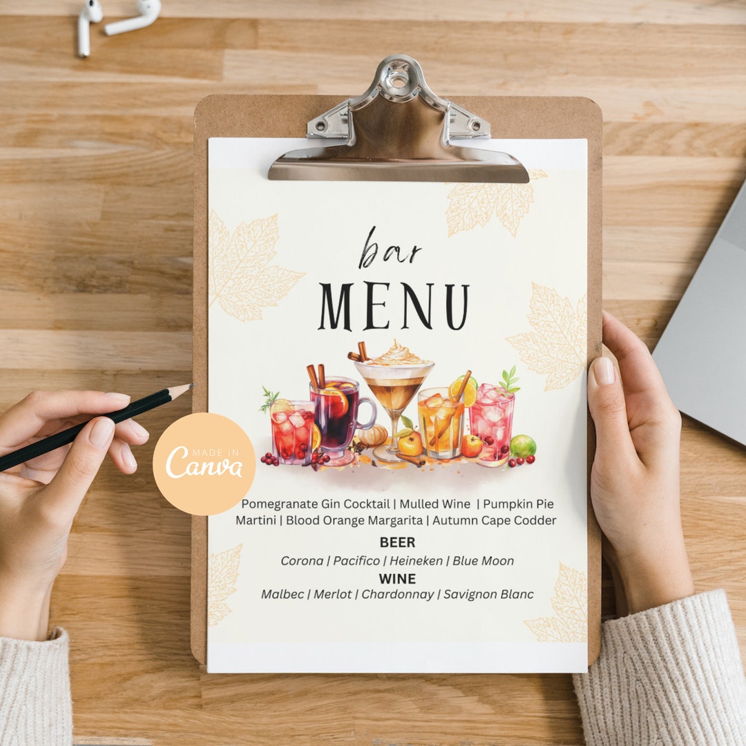 Editable Fall Signature Drinks Sign, Autumn Signature Cocktails ...