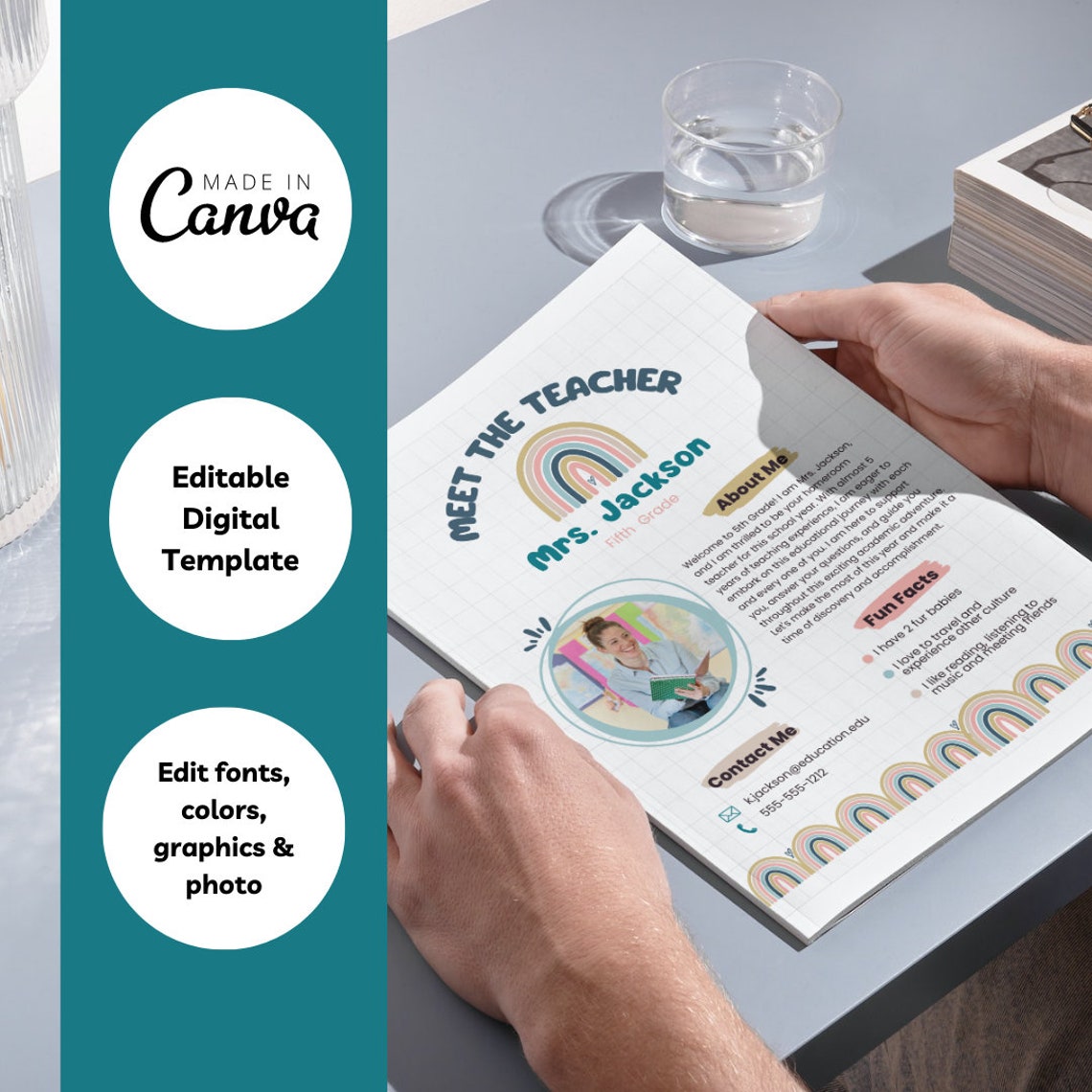 Back to School Letter, Meet the Teacher Editable Template, Boho Rainbow ...