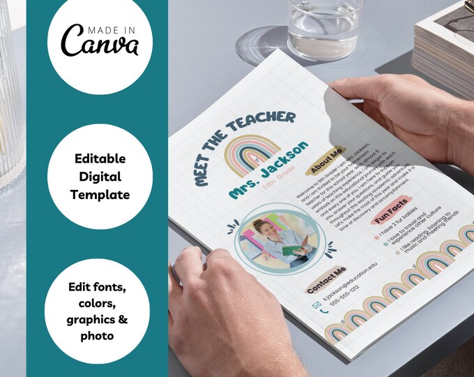 Meet the Teacher Editable Template, Back to School Letter, Boho Rainbow ...