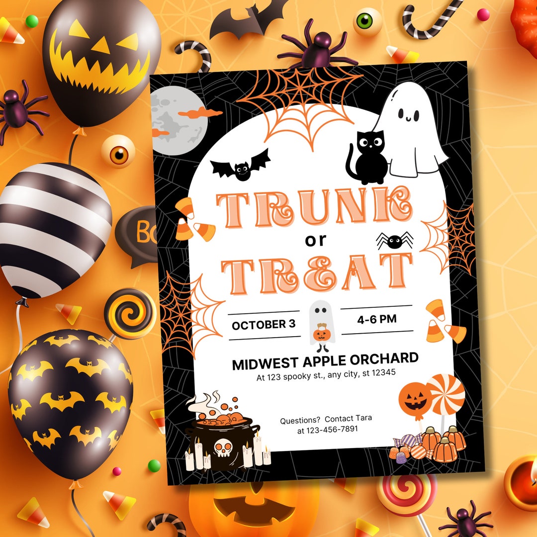 Editable Church Trunk or Treat Party, Editable Trunk or Treat ...