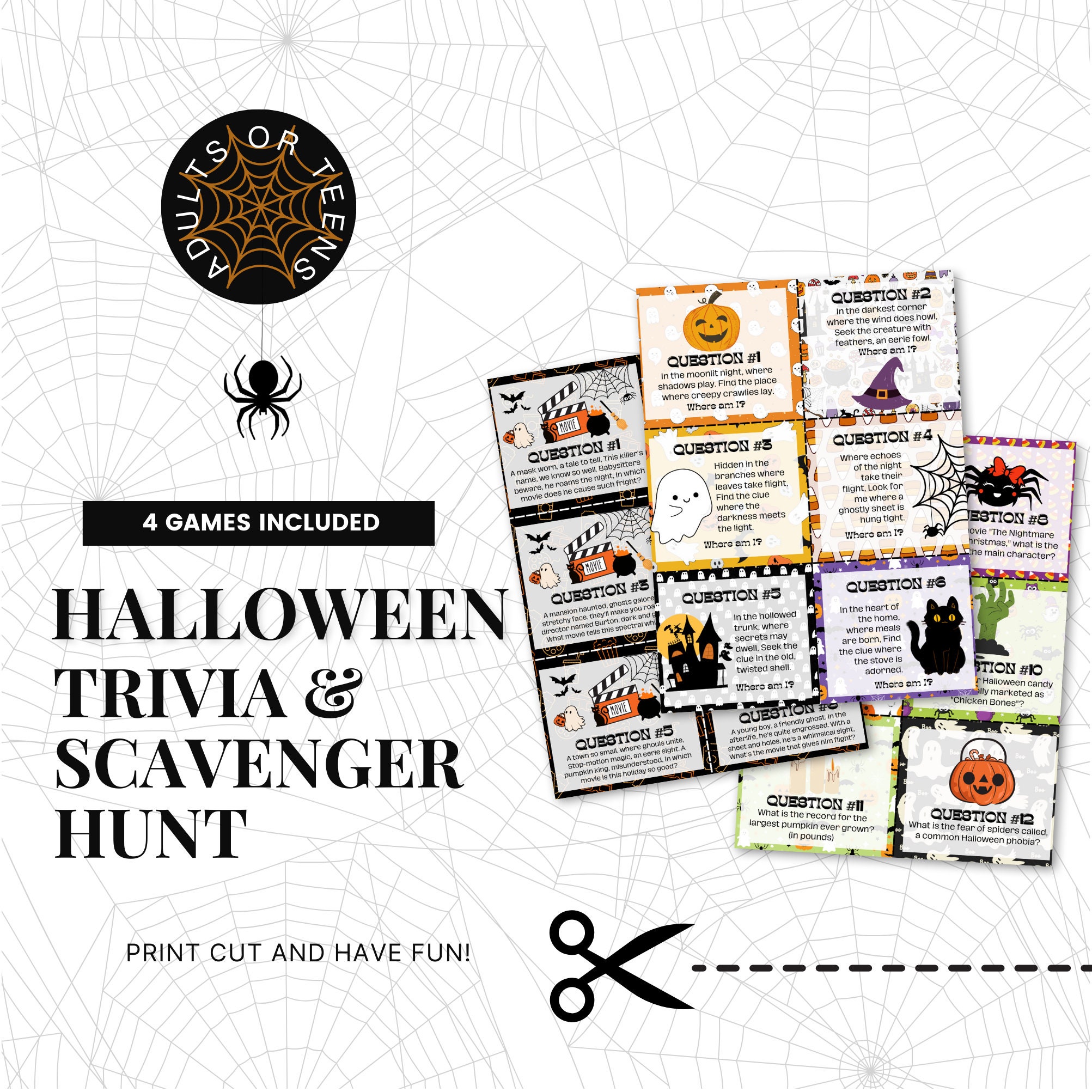 Printable Halloween Scavenger Hunt Outdoor and Indoor, Halloween ...