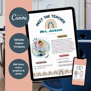 Back to School Letter, Meet the Teacher Editable Template, Boho Rainbow ...